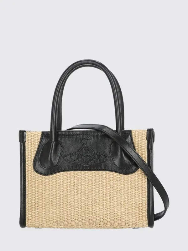 VIVIENNE WESTWOOD Raffia And Leather Troy Bag - Beige