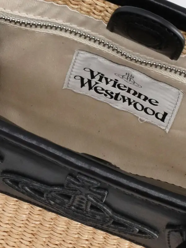 VIVIENNE WESTWOOD Raffia And Leather Troy Bag - Beige