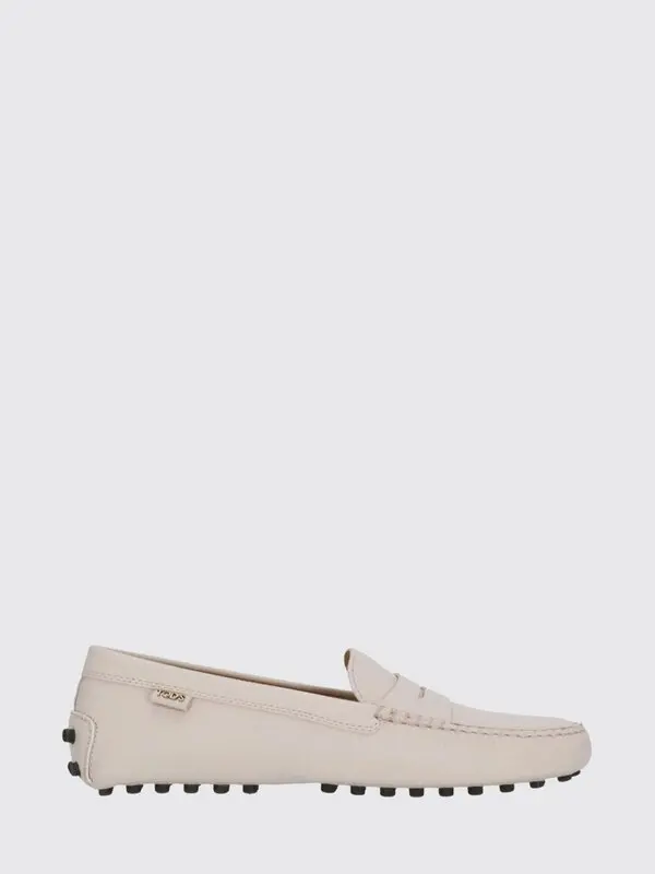 TOD'S Calfskin Leather Driver Loafers With Rubber Pebble Sole - Pink