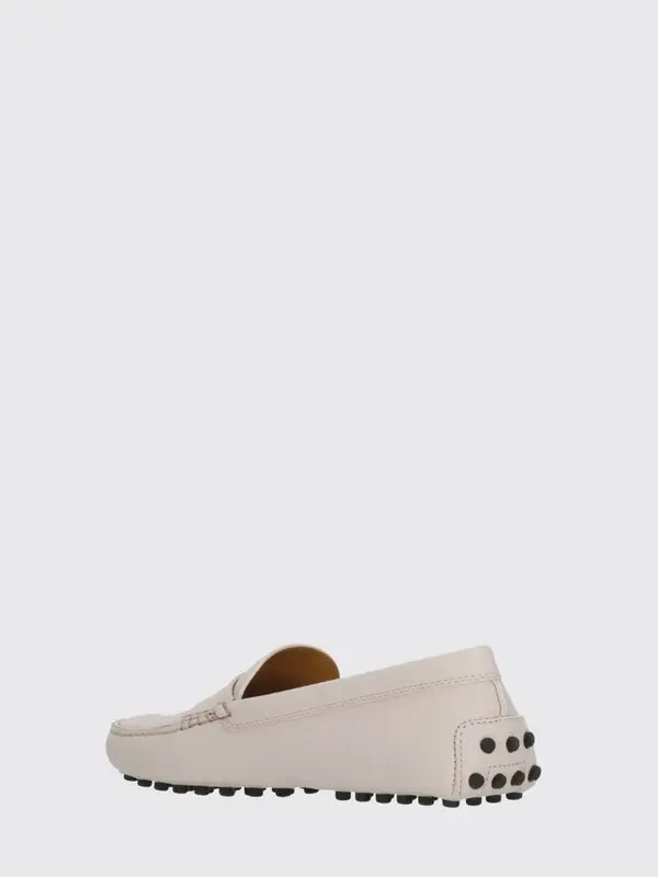 TOD'S Calfskin Leather Driver Loafers With Rubber Pebble Sole - Pink