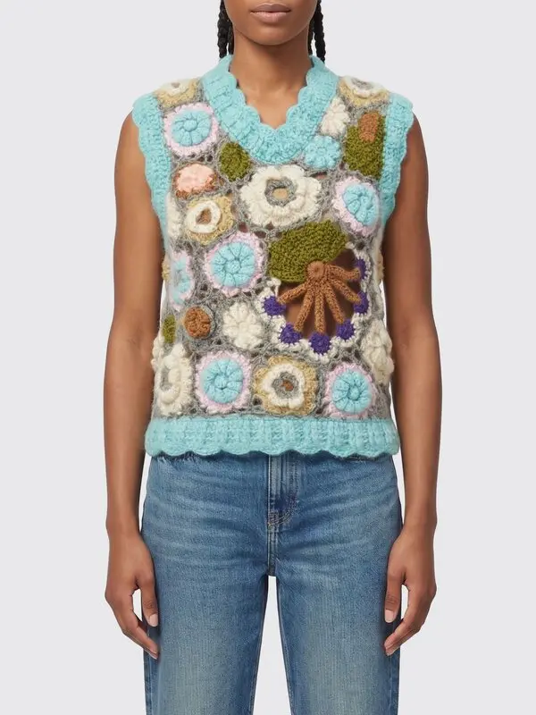 GANNI Floral Embroidered Knit Vest - Multicolor