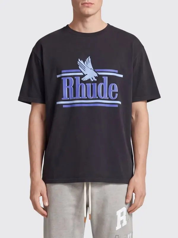 Rhude Cotton T-shirt With Contrasting Logo Print And Crew Neck