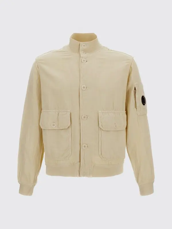 C.P. COMPANY Broken Twill Lens Bomber Jacket - Beige