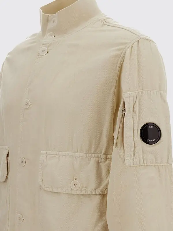 C.P. COMPANY Broken Twill Lens Bomber Jacket - Beige