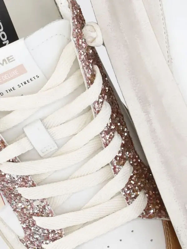 CRIME LONDON Sk8 Deluxe Leather Sneakers With Glitter Embellishments