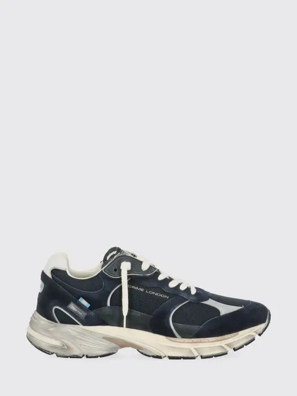 CRIME LONDON Fugitive 9094 Suede And Mesh Lace-up Sneakers - Blue