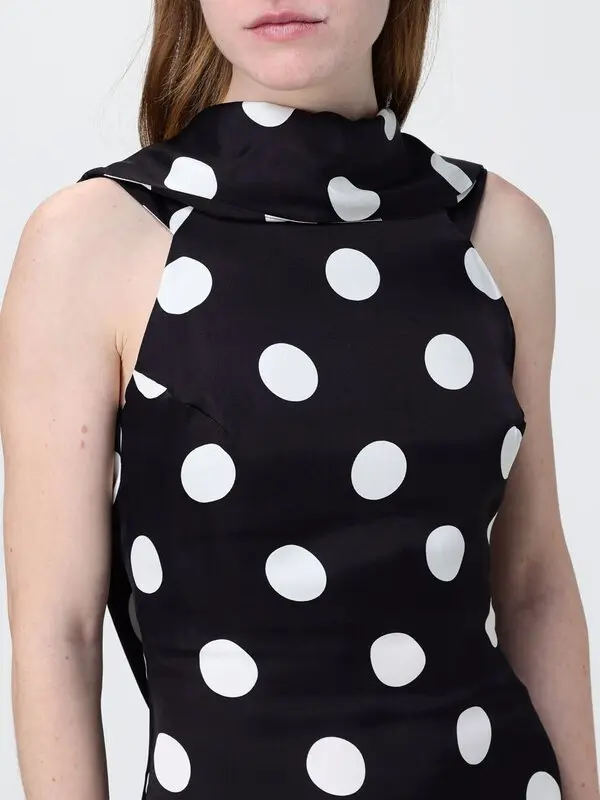 MAR DE MARGARITAS Polka Dot Viscose Midi Dress - Black