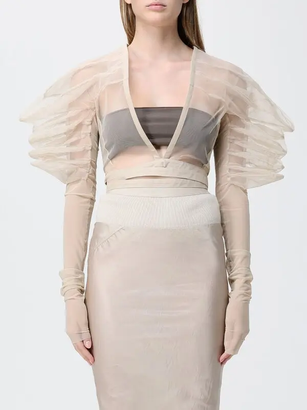 Rick Owens Sheer Tulle Cropped Top - Beige