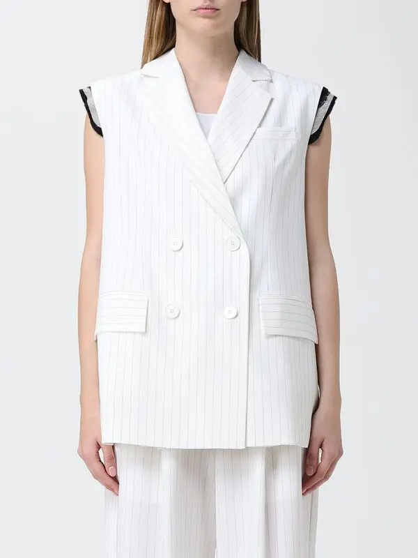 MEIMEIJ Viscose Blend Vest With Pleated Panel