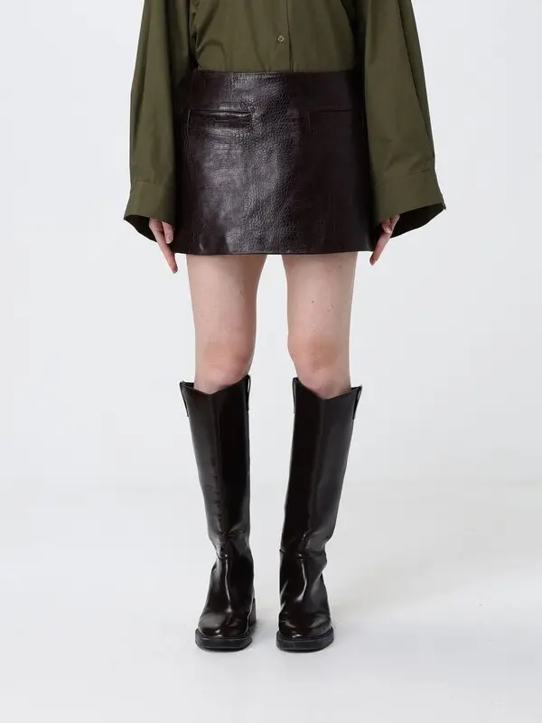 THE FRANKIE SHOP Leather Mini Skirt - Brown