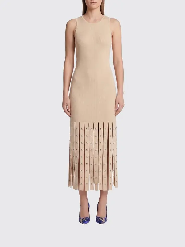 Patrizia Pepe Sleeveless Midi Dress With Embellished Hem - Ivory