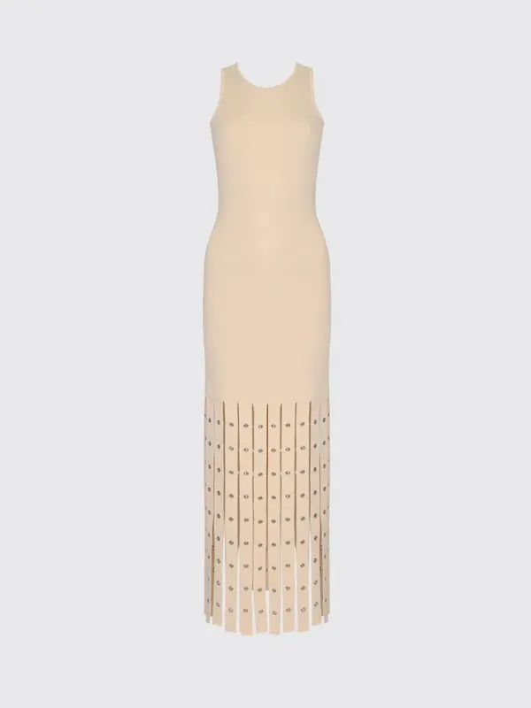 Patrizia Pepe Jersey Midi Dress With Eyelet Embellishments - Ivory