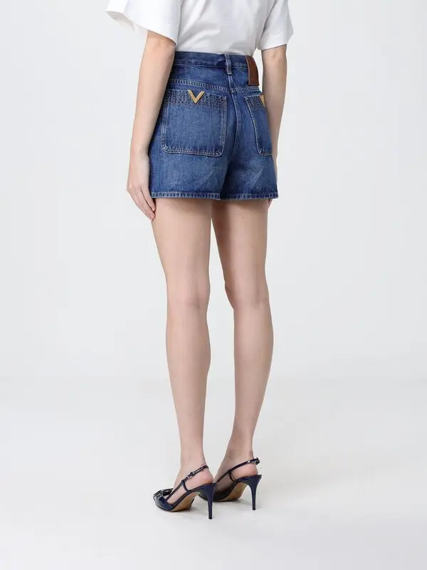 Valentino Garavani High-waisted Cotton Shorts - Denim