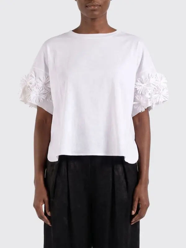 MEIMEIJ Embellished Sleeve T-shirt - White
