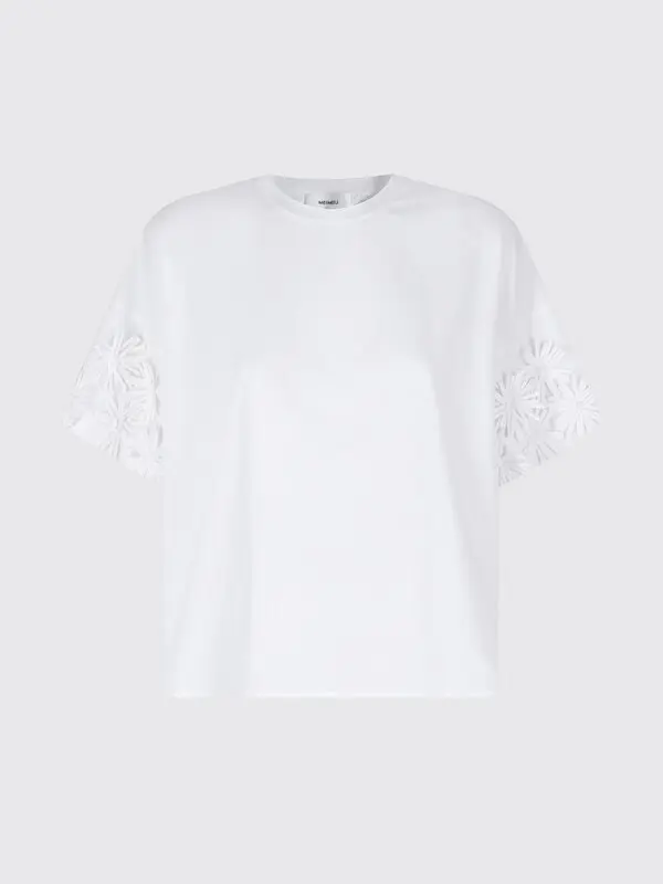 MEIMEIJ Embellished Sleeve T-shirt - White