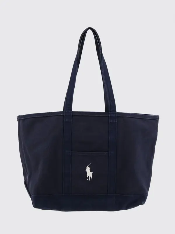 Polo Ralph Lauren Cotton Canvas Tote Bag With Embroidered Logo - Navy