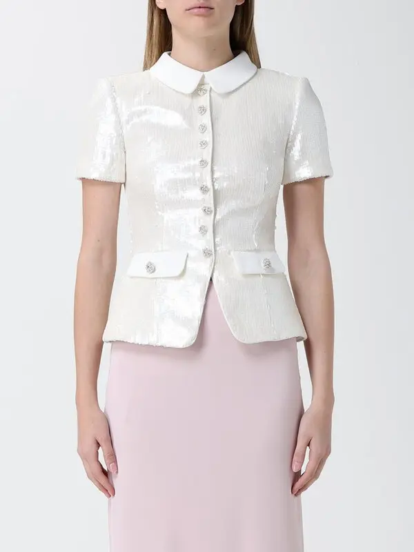 SELF-PORTRAIT Sequin Embroidered Short Sleeve Jacket