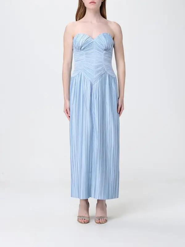 Cult Gaia Strapless Pleated Maxi Dress - Gnawed Blue