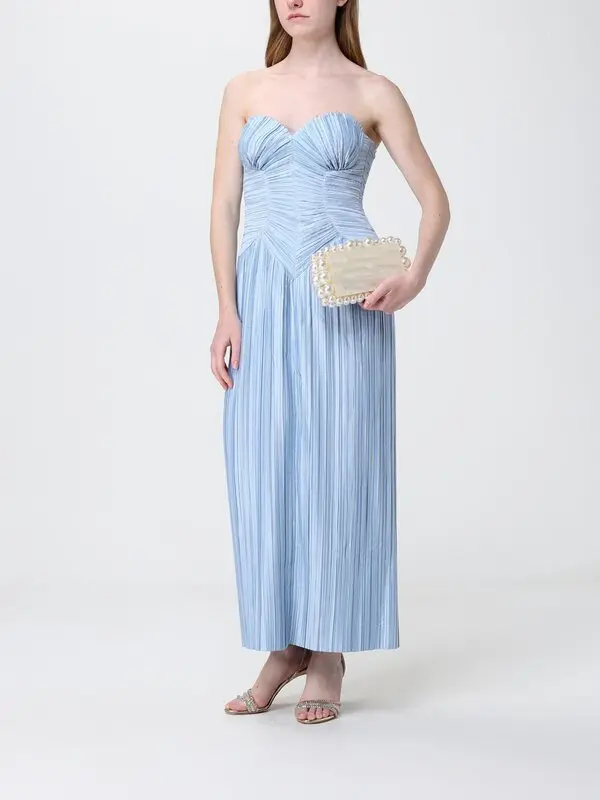 Cult Gaia Strapless Pleated Maxi Dress - Gnawed Blue
