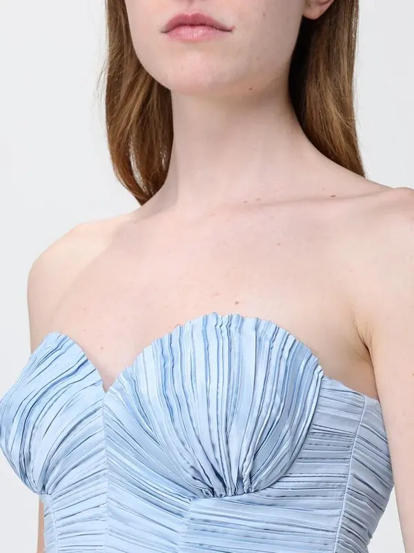 Cult Gaia Strapless Pleated Maxi Dress - Gnawed Blue