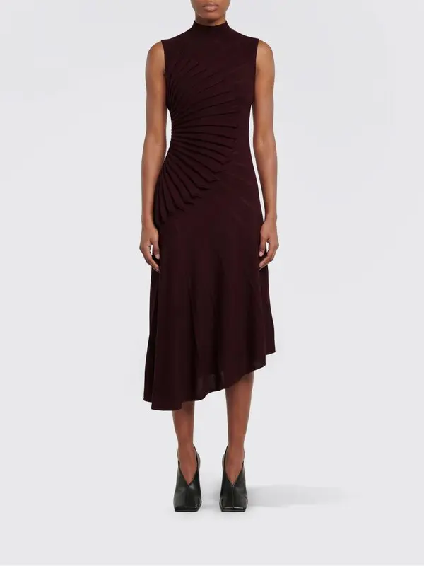 Alaïa Sleeveless Asymmetrical Pleated Dress - Red