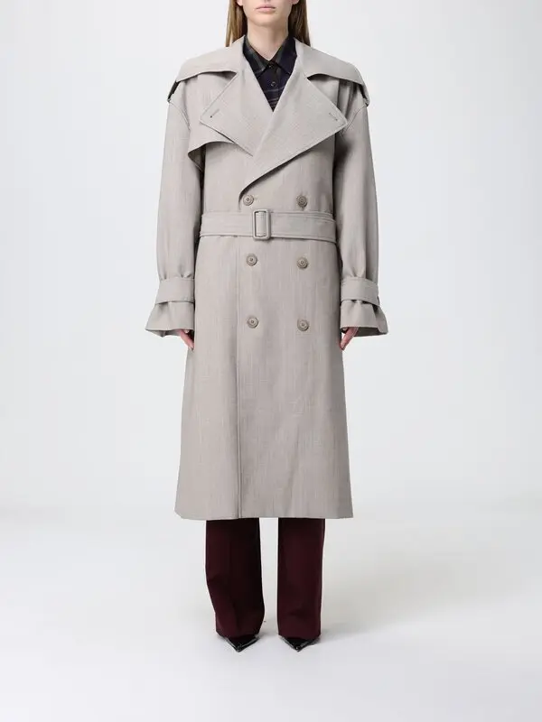 THE FRANKIE SHOP Virgin Wool Blend Double-breasted Trench Coat - Beige