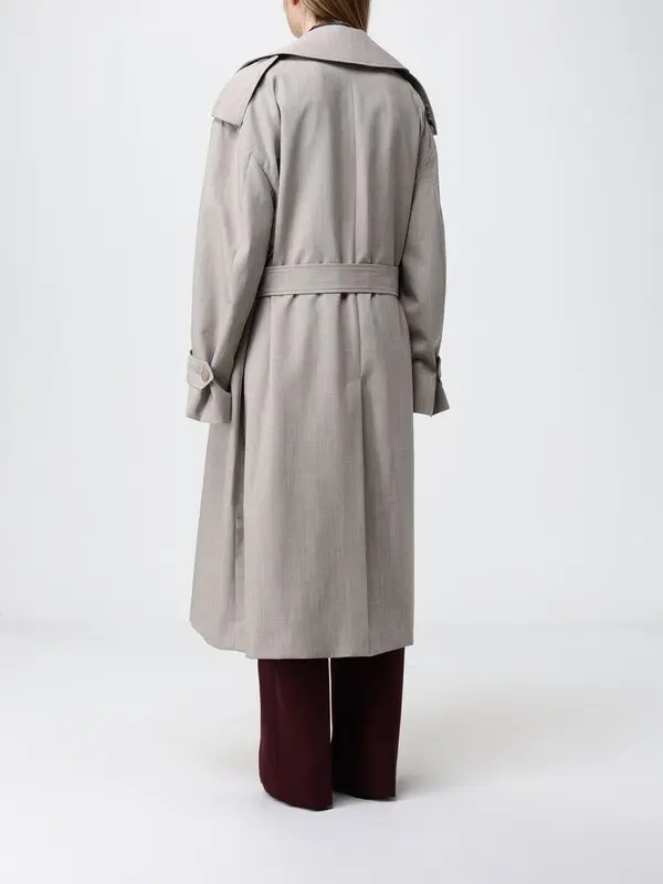THE FRANKIE SHOP Virgin Wool Blend Double-breasted Trench Coat - Beige