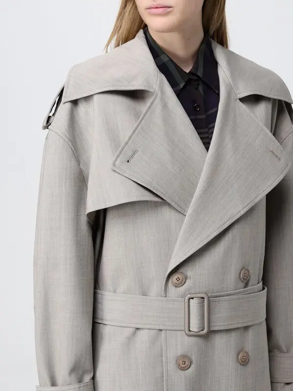 THE FRANKIE SHOP Virgin Wool Blend Double-breasted Trench Coat - Beige