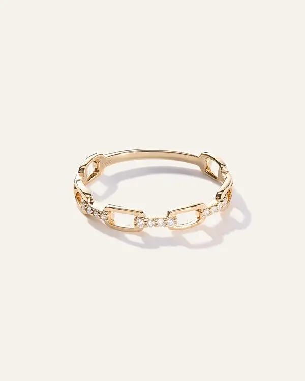 Quince 14k Gold Diamond Paperclip Link Ring - Yellow Gold