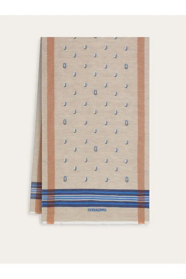 FERRAGAMO Jacquard Scarf - Beige