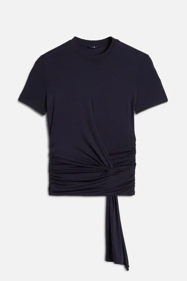 7 For All Mankind Fitted Twist Tee Navy Lyocell - Black