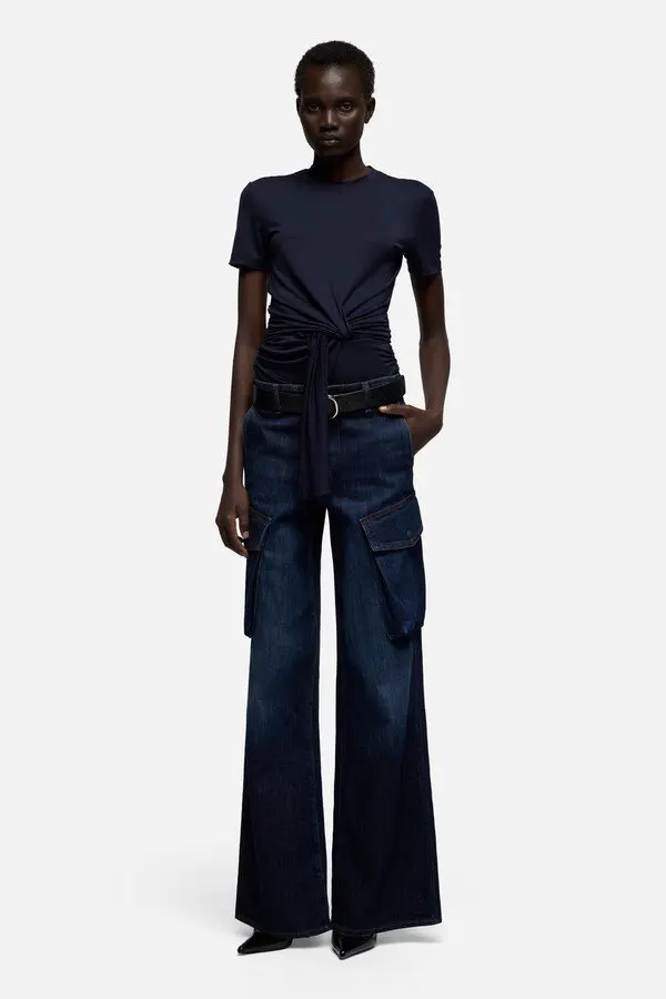 7 For All Mankind Fitted Twist Tee Navy Lyocell