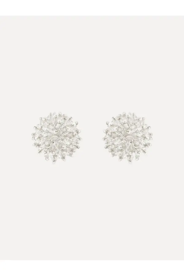 Oscar De La Renta Beaded Cluster Stud Earrings - Natural