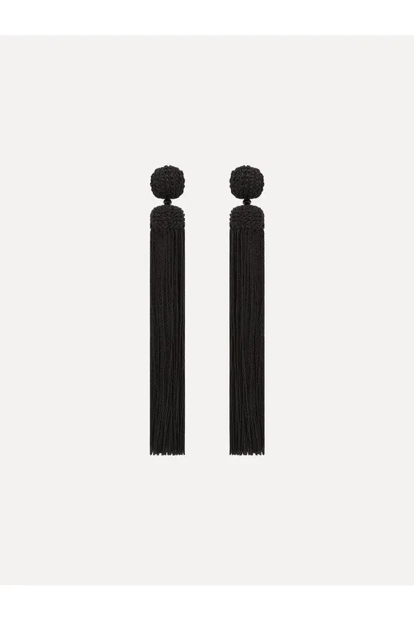 Oscar De La Renta Silk Rope Tassel Clip-on Earrings - Red