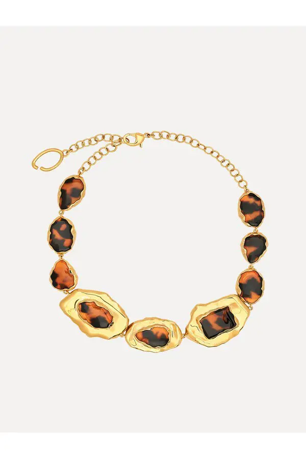 Oscar De La Renta Tortoise Stone Collar Necklace - Red