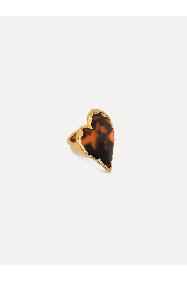 Oscar De La Renta Tortoise Stone Heart Ring - Red