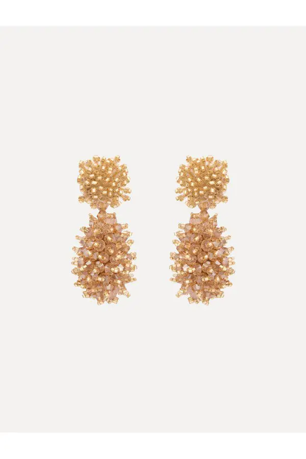 Oscar De La Renta Beaded Cluster Drop Earrings - Natural