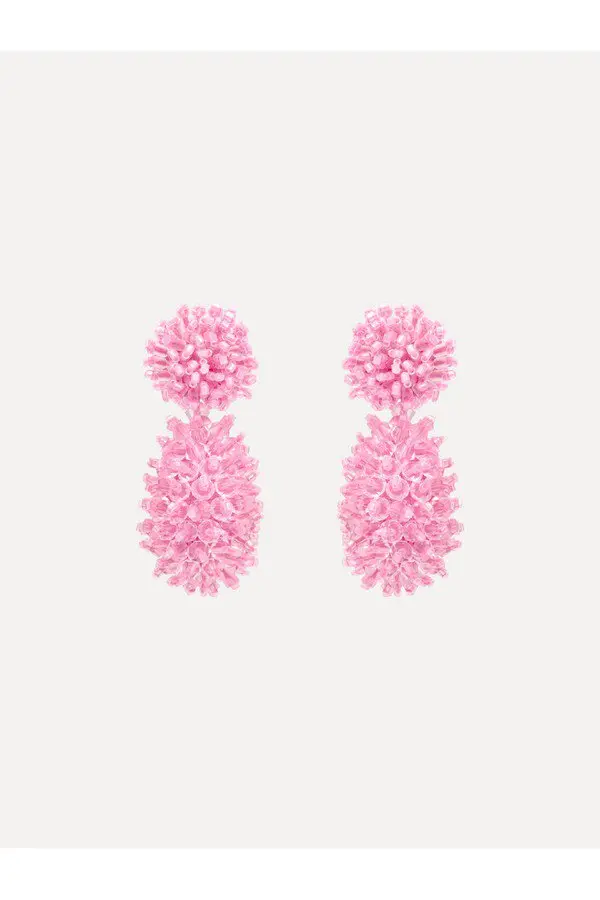 Oscar De La Renta Beaded Cluster Drop Earrings - Natural