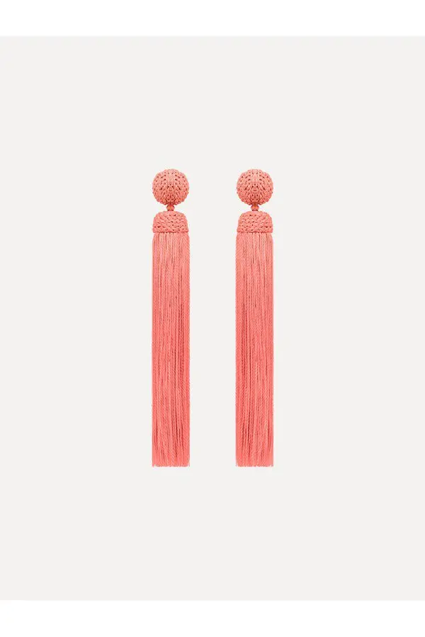 Oscar De La Renta Silk Rope Tassel Clip-on Earrings - Red