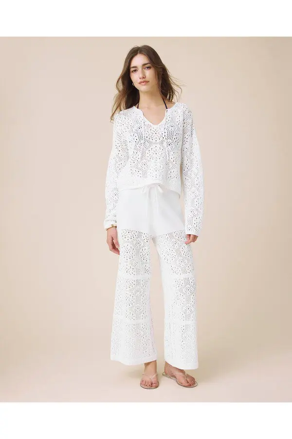 Splendid Beckham Crochet Sweater Pant - White