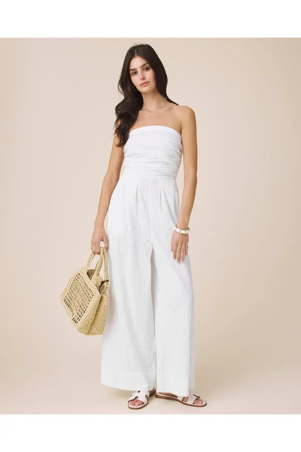 Splendid Gigi Seersucker Jumpsuit - White