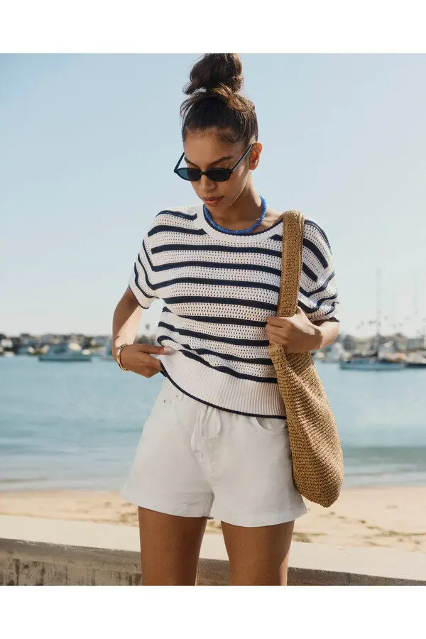 Splendid Beckham Stripe Sweater - Black / Navy / Stripe / White