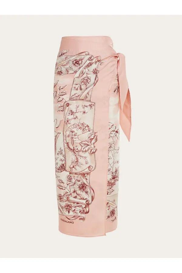 FERRAGAMO Ethnic Print Silk Sarong - Pink
