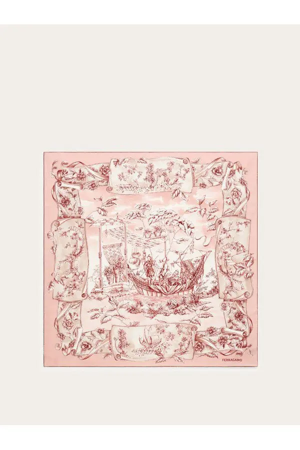FERRAGAMO Voyage Print Silk Scarf - Pink