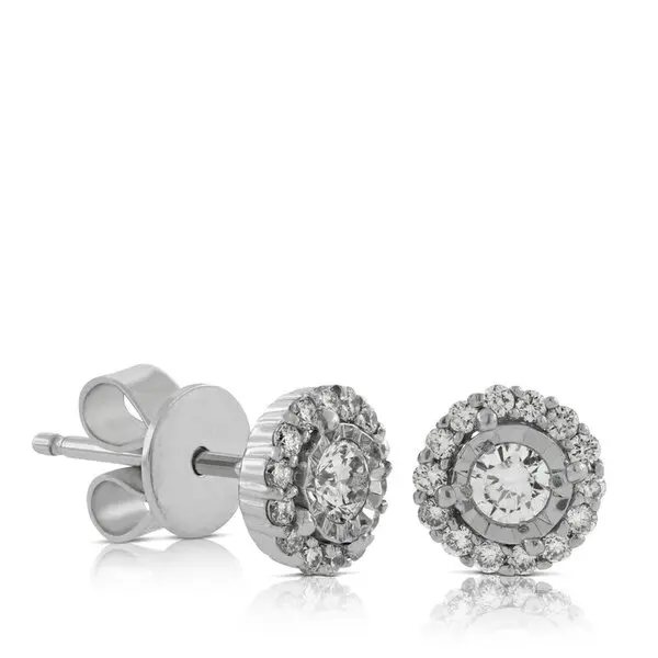 Benbridge Cluster Diamond Halo Studs, 0.23 Carat Total Weight, 14k White Gold - H-i