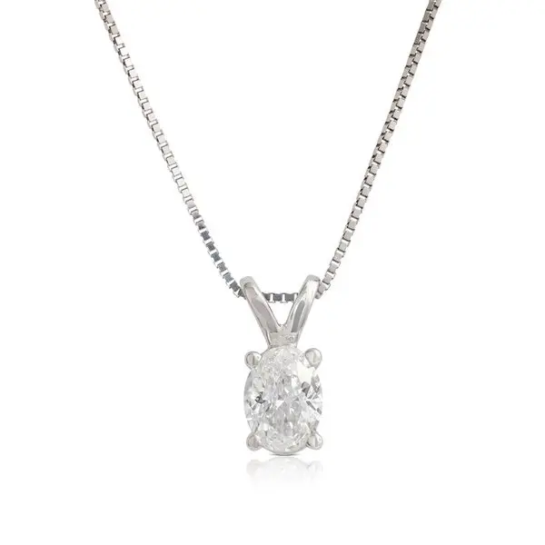 Benbridge Oval Diamond Pendant, � Carat Total Weight, 14k White Gold,wg |pdov33ew - G-h