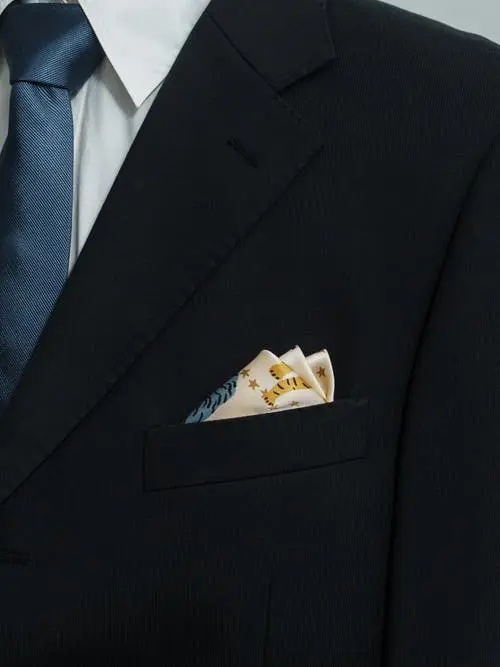 LOST PATTERN Neon Tigers Silk Pocket Square