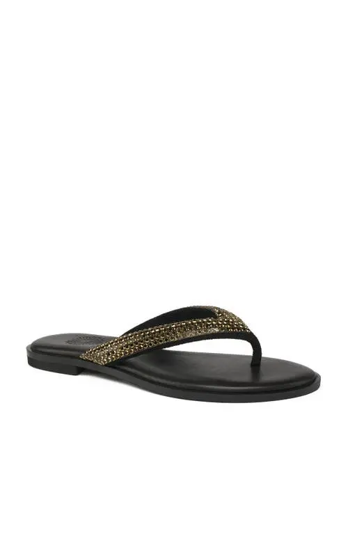 GRACE FOOTWEAR Patmos Crystal Flip Flop - Black