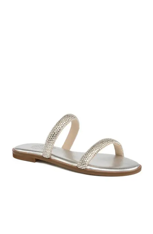 GRACE FOOTWEAR Paros Crystal Embellished Slide Sandals - Silver