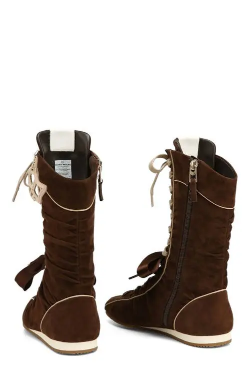 NAKED WOLFE Extreme Scrunch Suede Boots - Brown